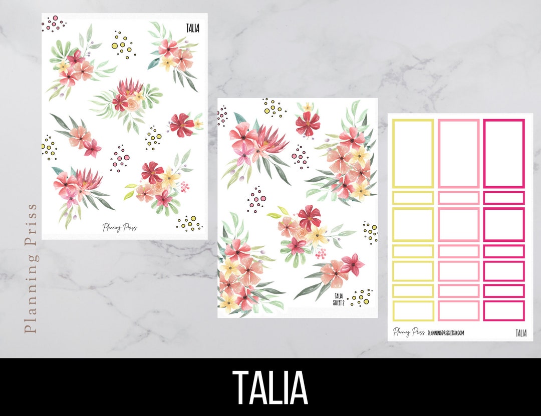 Talia Floral Deco Sticker Kit/kiss Cut Stickers - Etsy