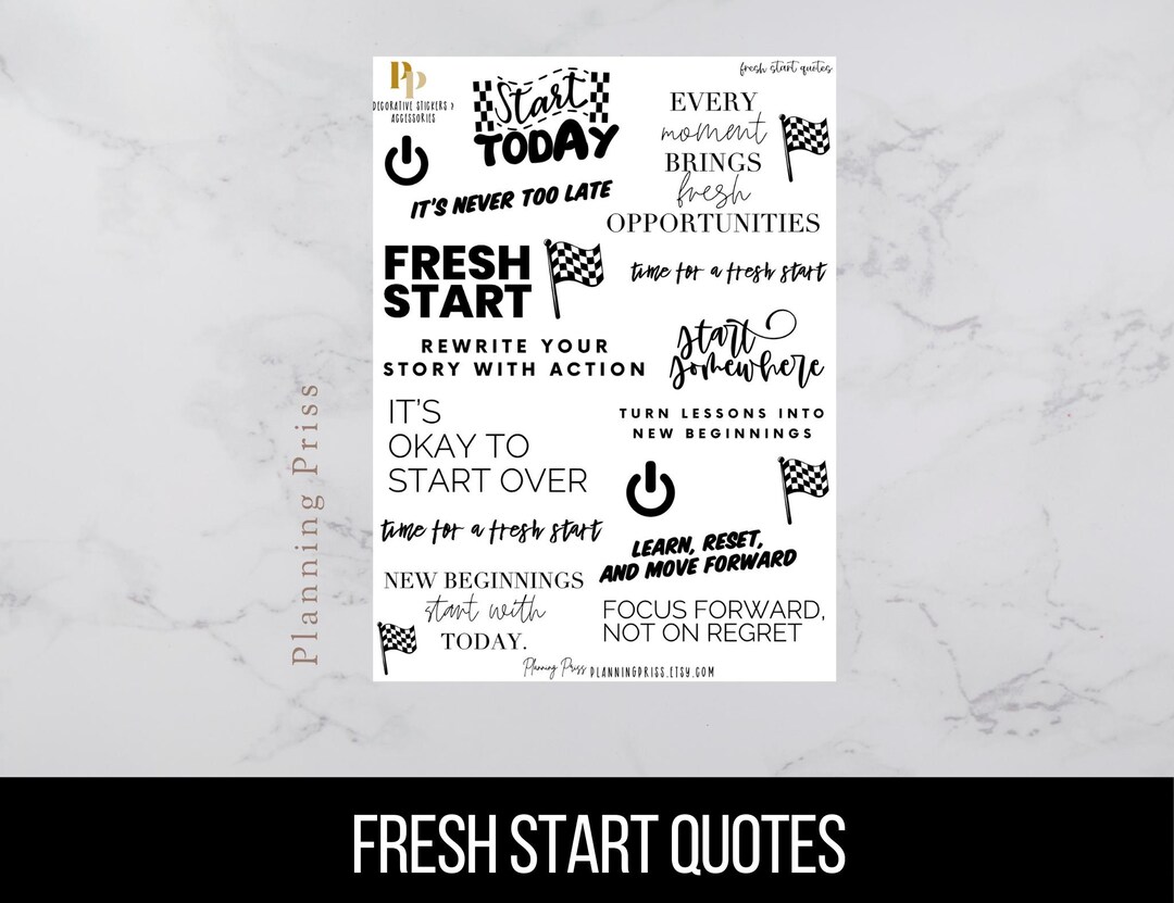 Fresh Start Quote Sticker Sheet - Etsy