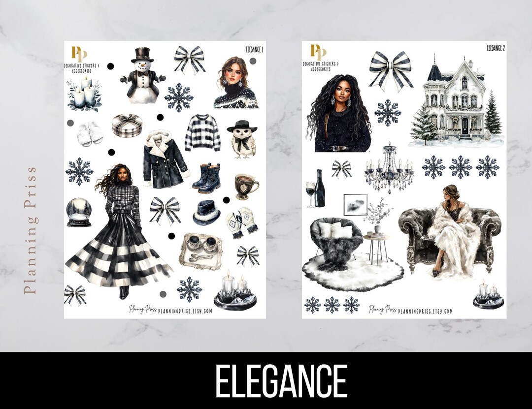 Elegance Deco Sticker Sheets/ Planner Fashion Girls/ Kiss Cut - Etsy