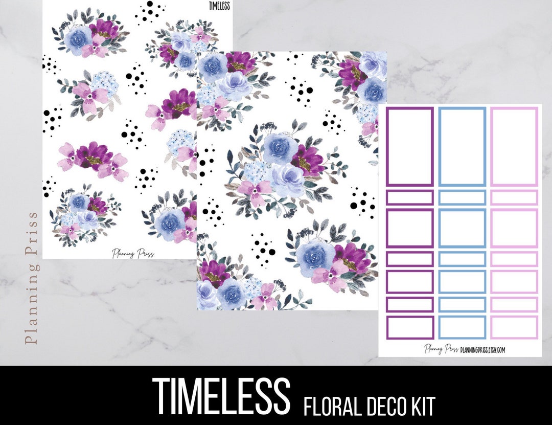 Timeless Floral Deco Sticker Kit/ Floral Deco/kiss Cut Stickers - Etsy