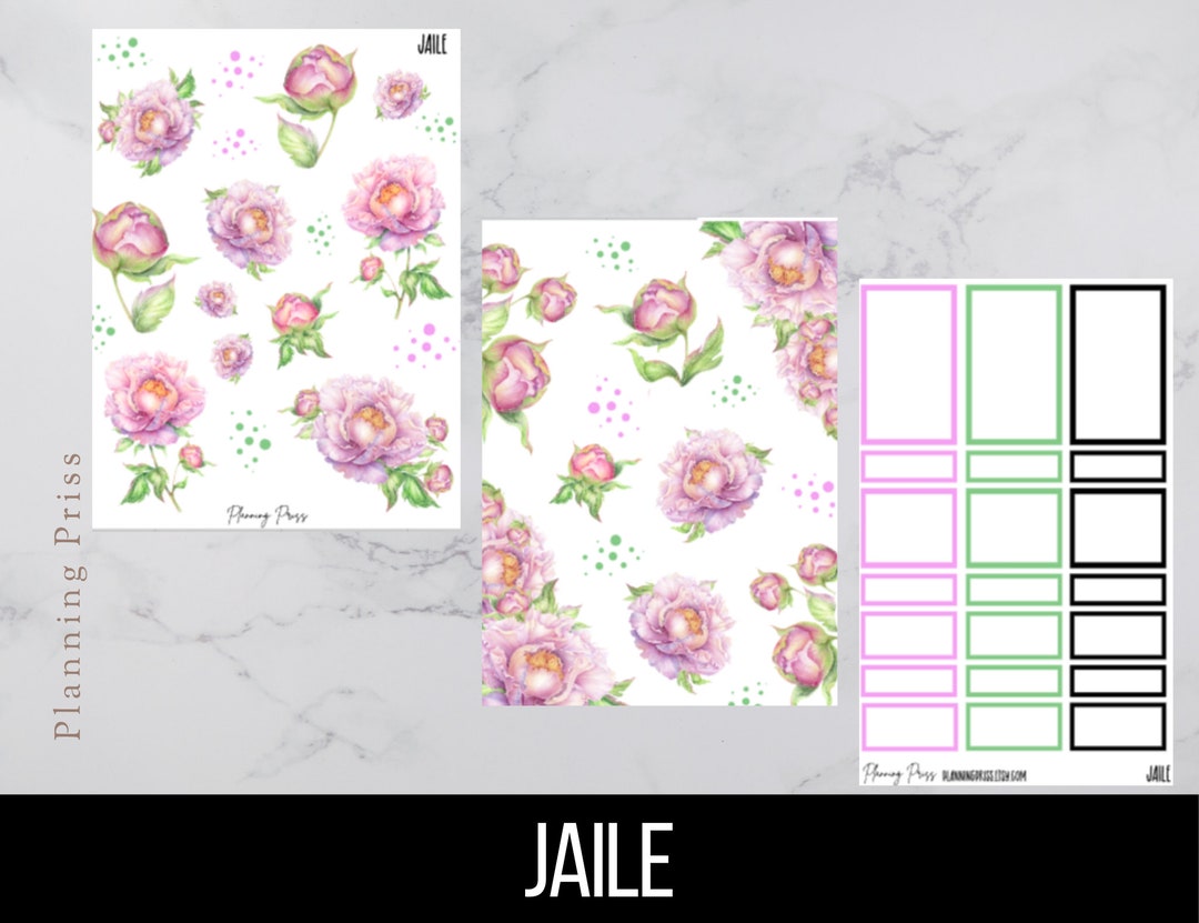 Jaile Floral Deco Sticker Kit/kiss Cut Stickers - Etsy