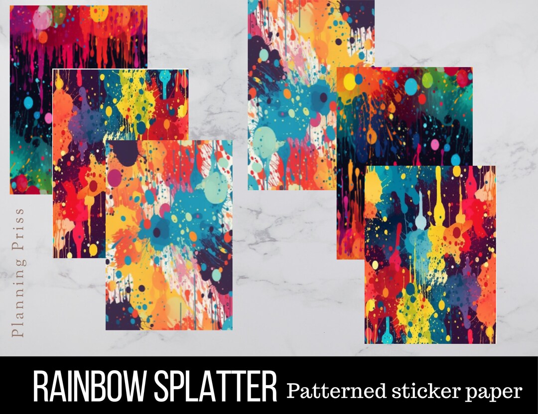 Rainbow Splatter Patterned Sticker Pack - Etsy