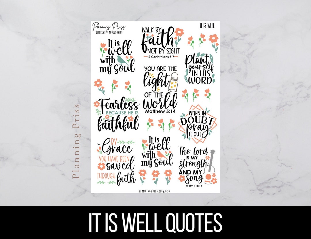 It is Well Quote Deco Sticker Sheet - Etsy