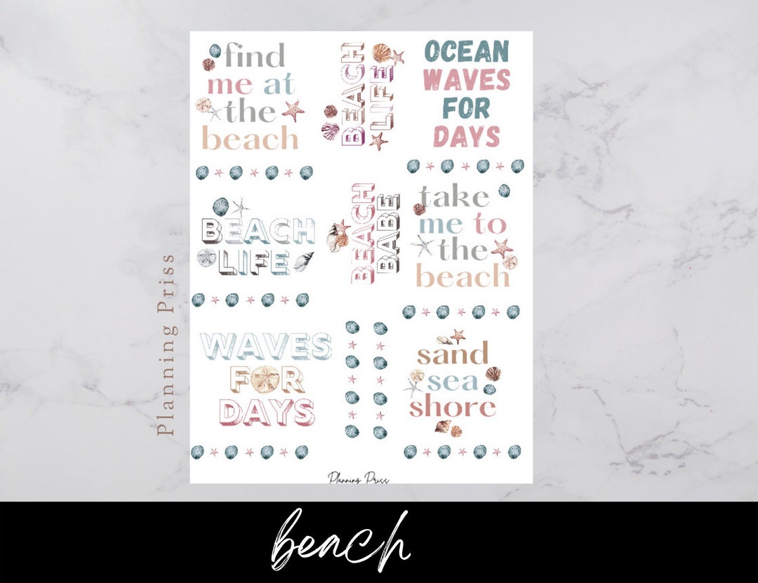 Beach Themed Sticker Sheet/kiss Cut Stickers - Etsy