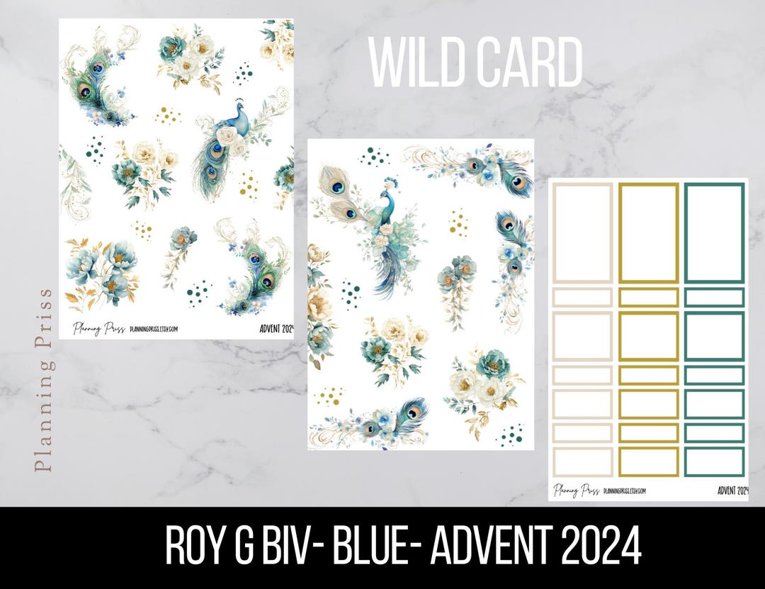 Roy G Biv Advent Kit 2024/blue Floral Deco Sticker Kit/kiss Cut ...