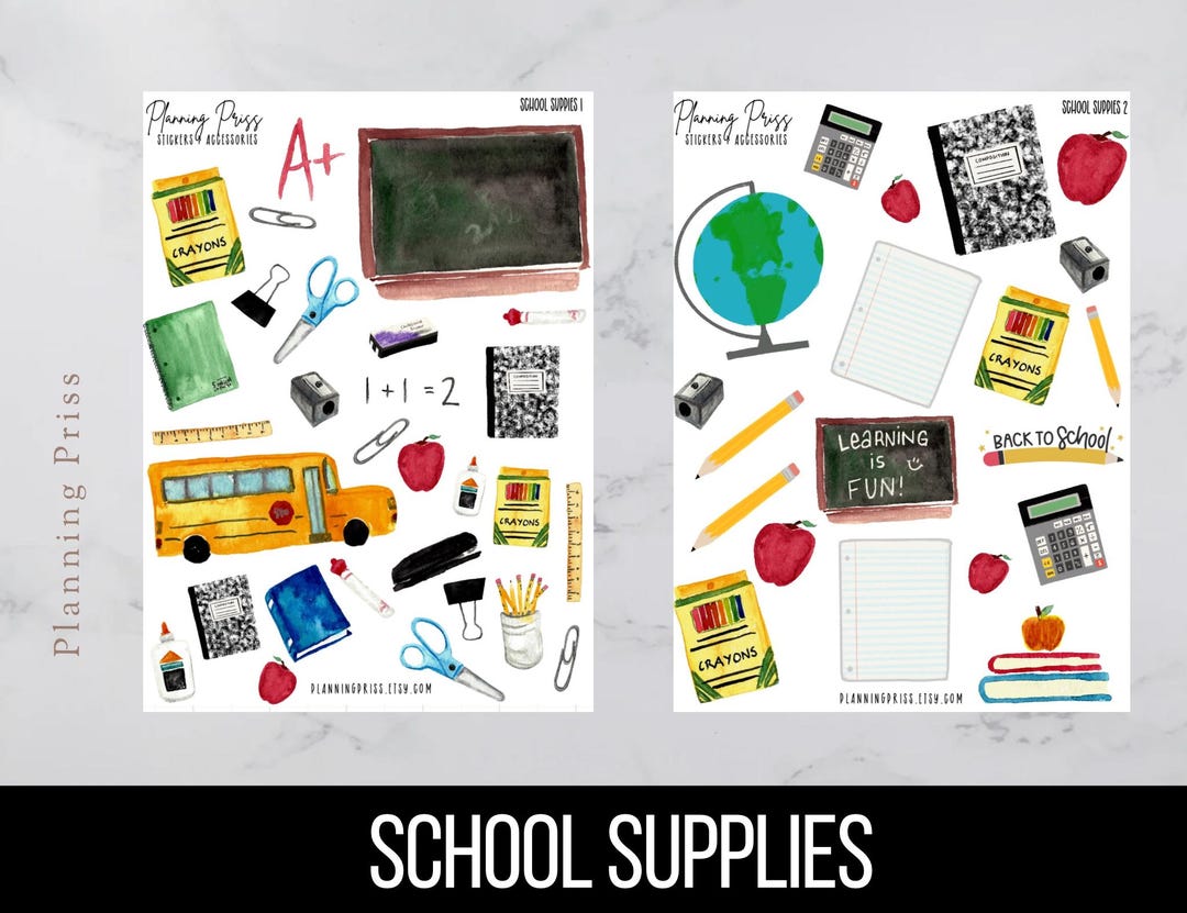 School Supplies Deco Sticker Sheet - Etsy