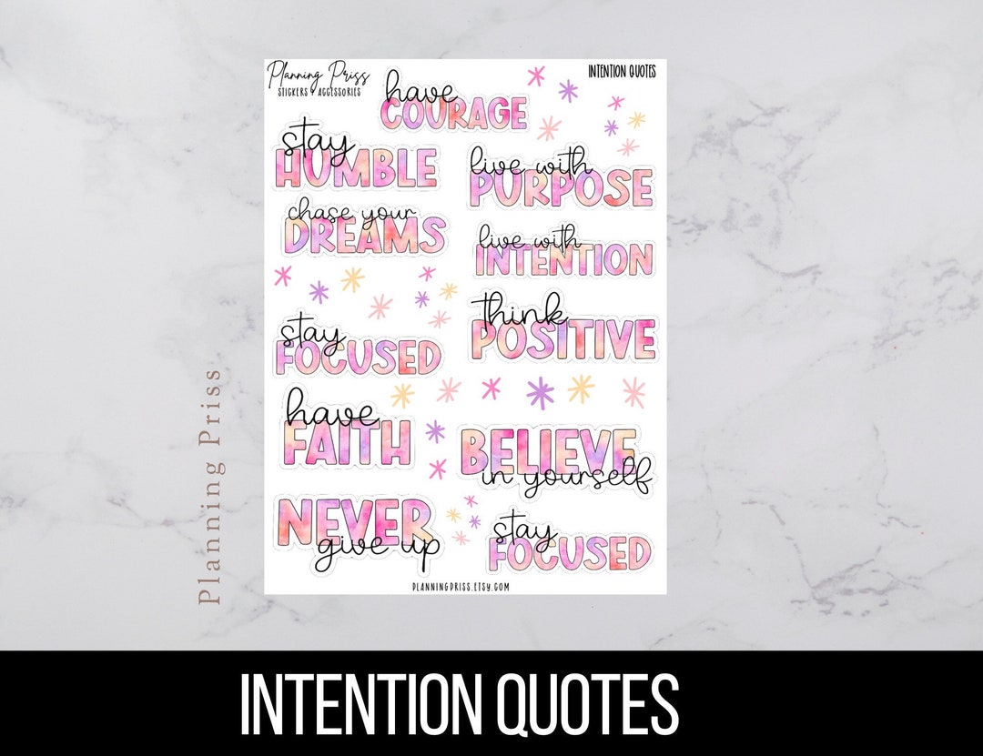 Intentions Quote Sticker Sheet - Etsy