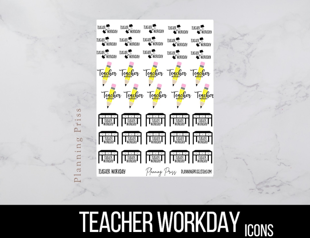 Teacher Workday Decorative Icon Sticker Sheet - Etsy