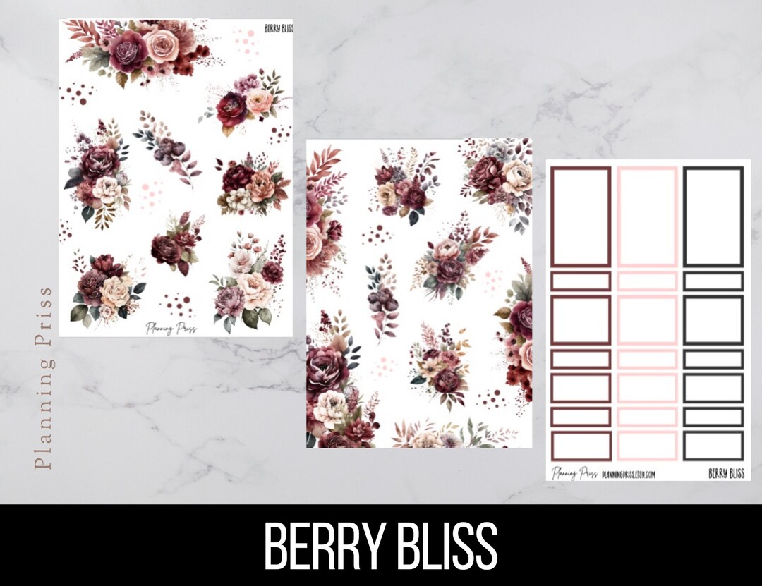 Berry Bliss Floral Deco Sticker Kit/kiss Cut Stickers - Etsy