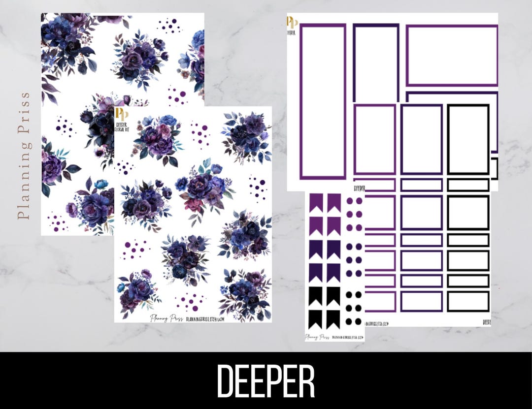 Deeper Floral Deco Sticker Kit/kiss Cut Stickers - Etsy