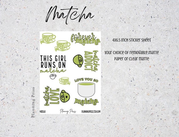 Matcha Stickers/ Drink Themed Stickers/ Kiss Cut Stickers - Etsy