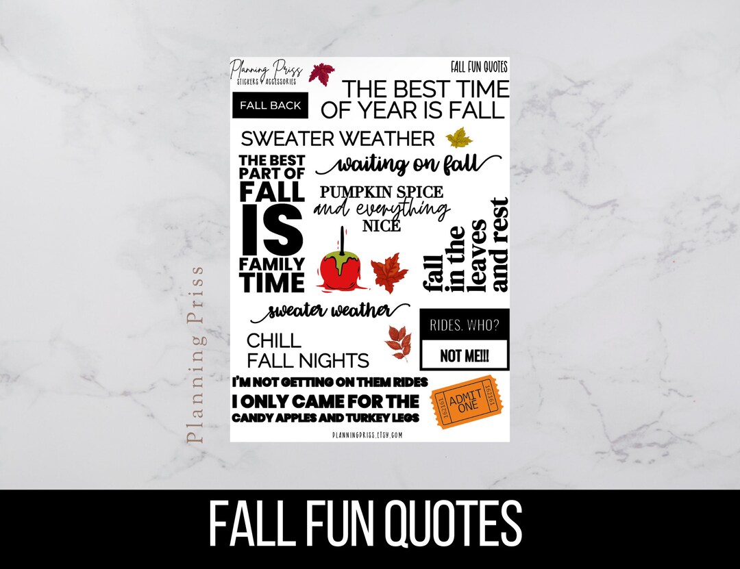 Fall Fun Quotes Deco Sticker Sheet - Etsy