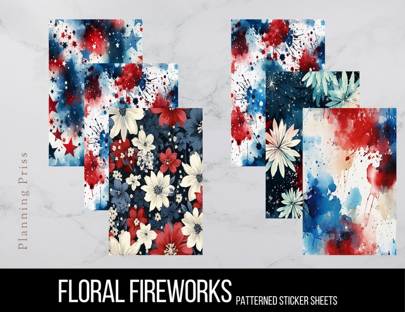 Floral Fireworks Patterned Sticker Pack - Etsy