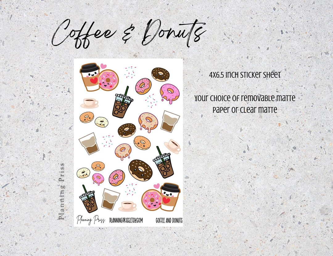 Coffee & Donut Stickers/kiss Cut Stickers - Etsy