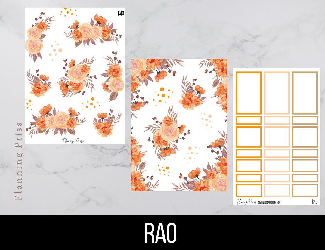 Rao Floral Deco Sticker Kit/kiss Cut Stickers - Etsy