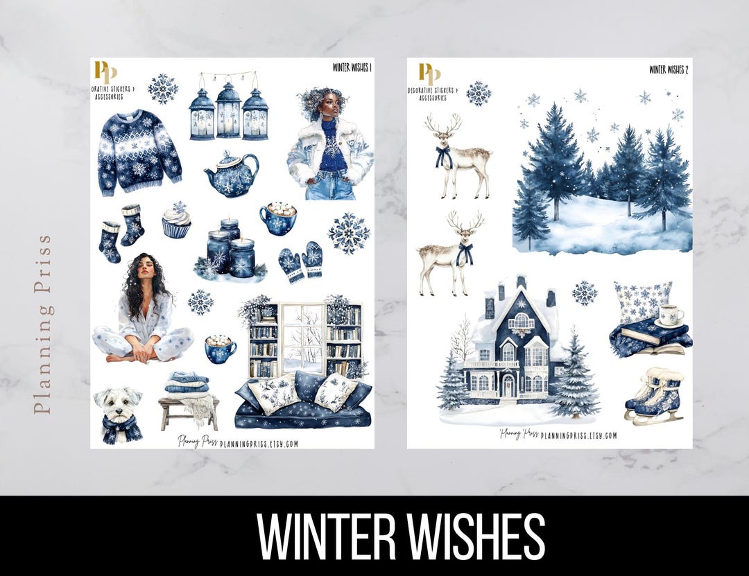 Winter Wishes Deco Sticker Sheets/ Planner Fashion Girls/ Kiss Cut - Etsy
