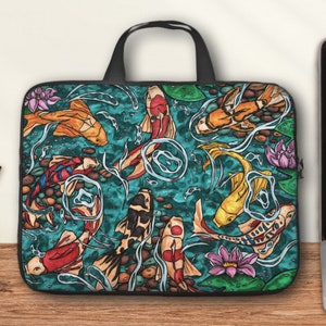 Nine Koi Fish Pond Laptop Bag, From 10 to 17 Inch Laptop or Tablet ...