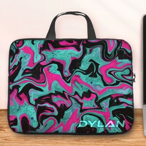 Techno Colors Computer Bag With Handles, Custom Cyan and Magenta Tablet ...
