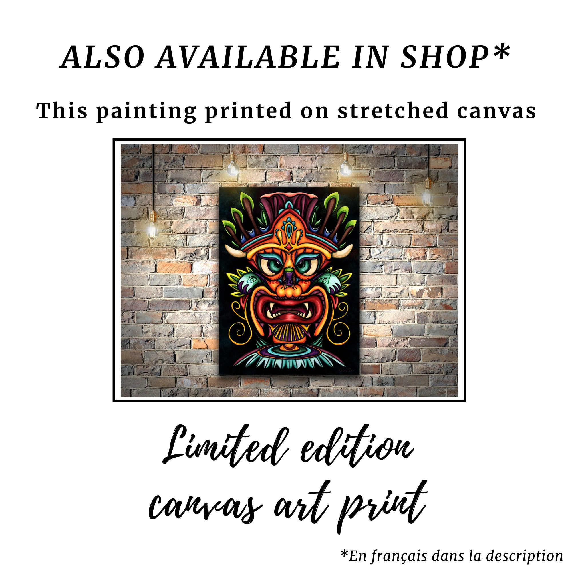 Tiki Totem Art Print Vibrant Maori Mask Painting Printed on - Etsy