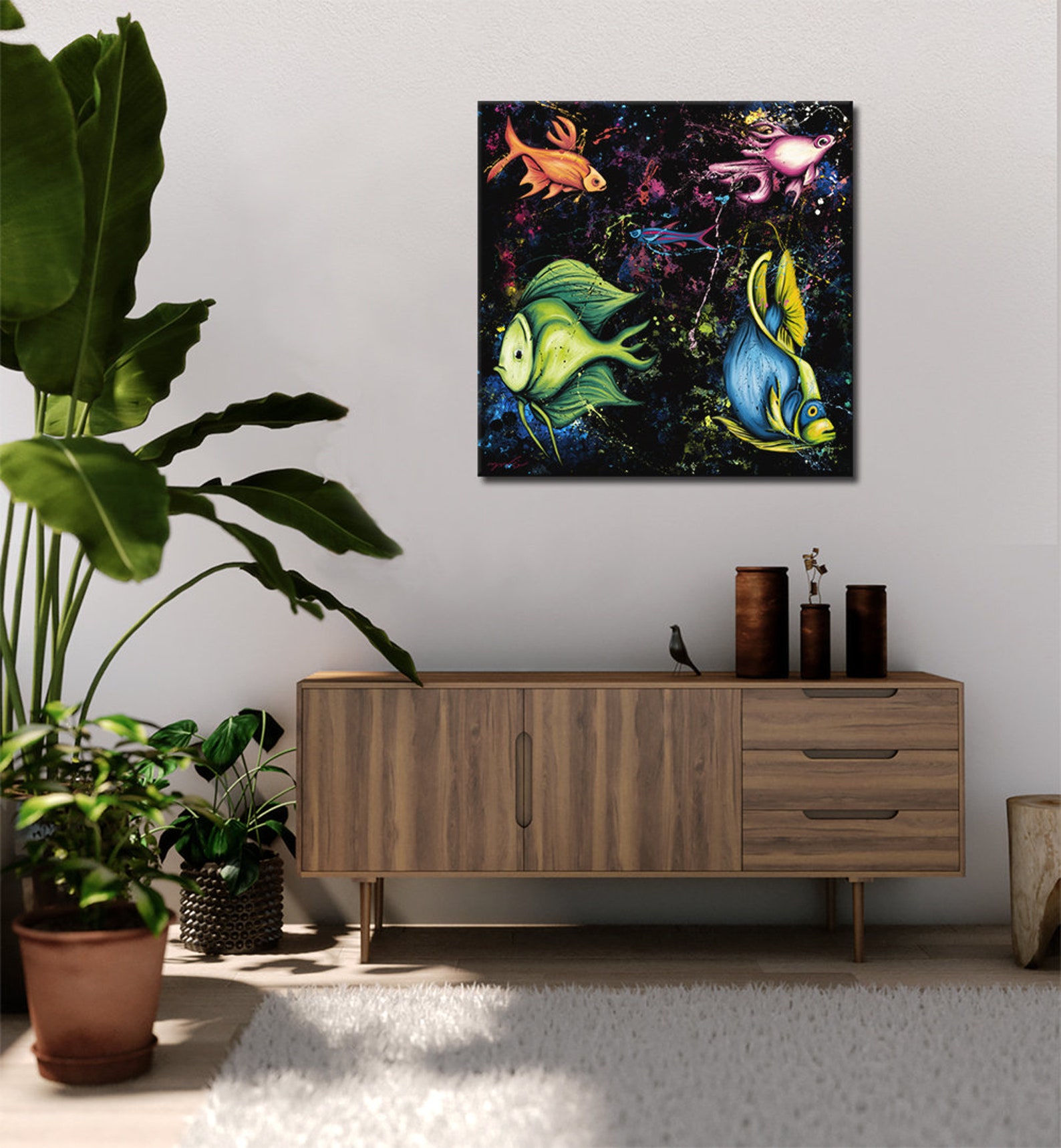 Colorful Fish Wall Art Tropical Fish Pop Art Painting Printed - Etsy