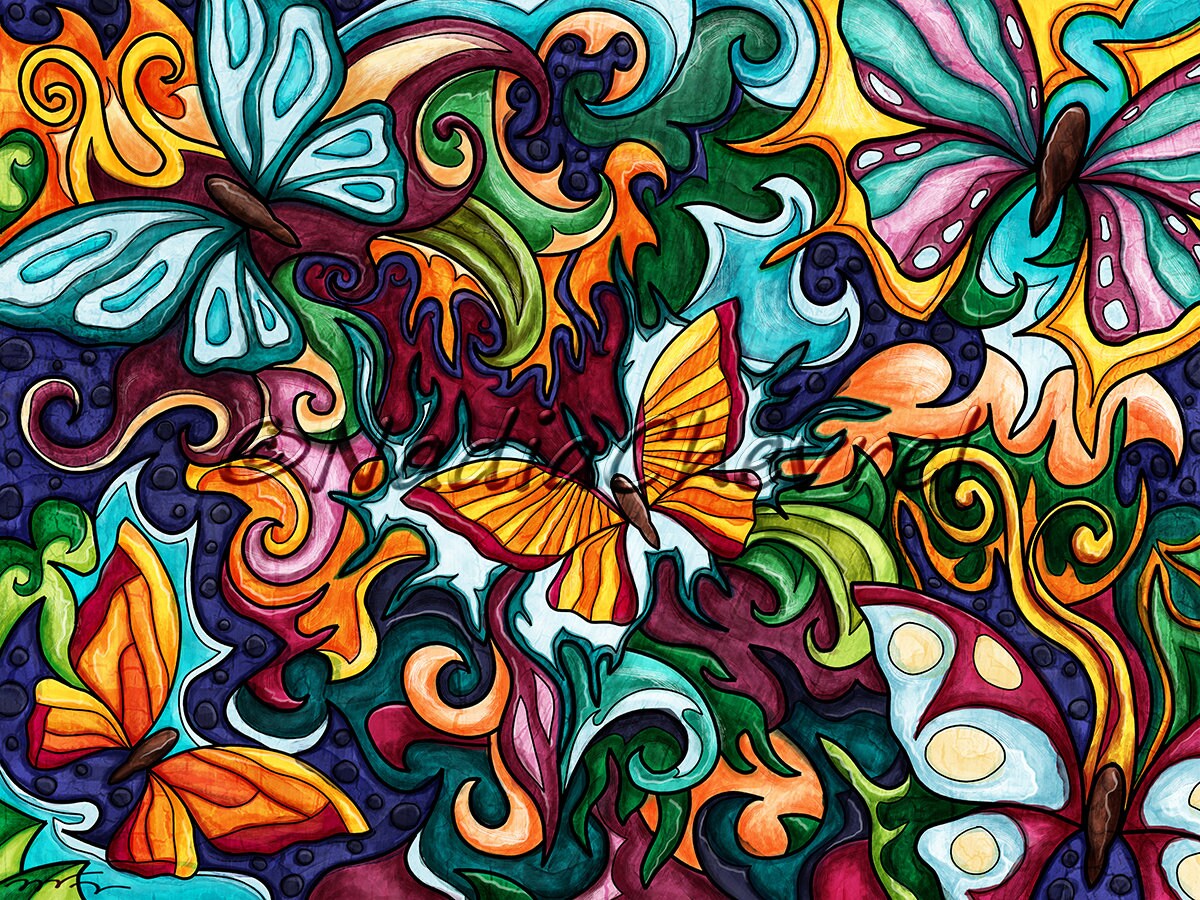 Butterflies Art Wall Clock Artsy Wall Clock for Butterfly - Etsy