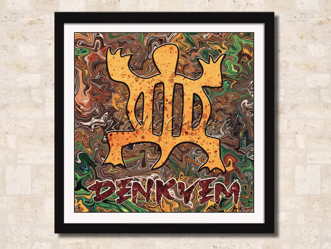 Denkyem Adinkra Wall Art, Ancient West Africa Turtle Symbol for ...