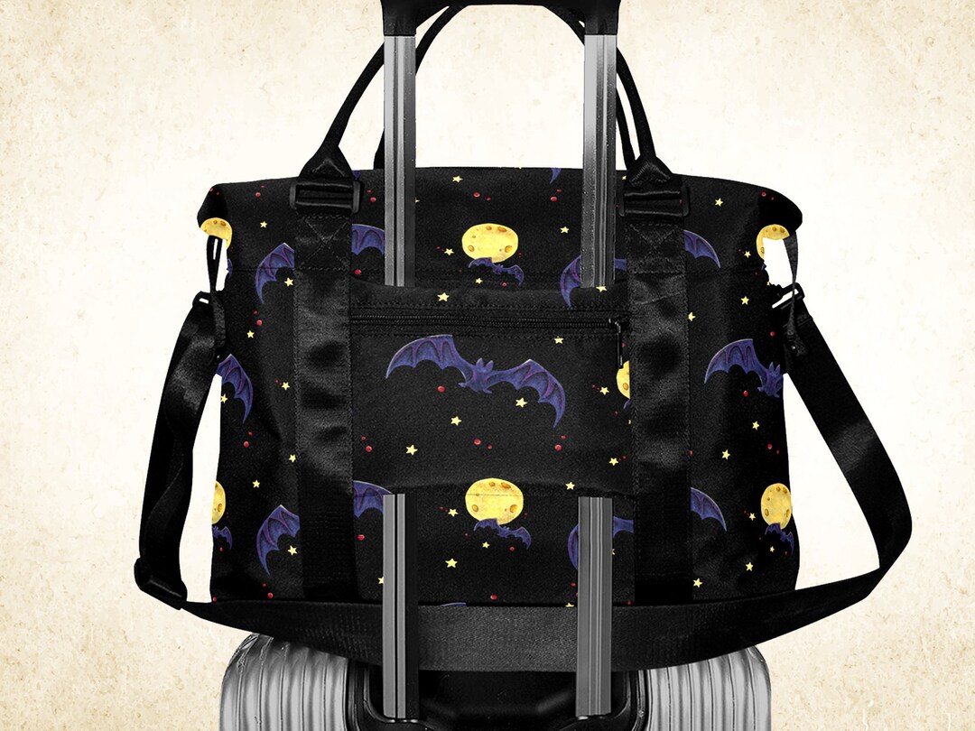 Bats Carry on Bag, Large Overnight Bag With Crossbody Strap and Trolley ...