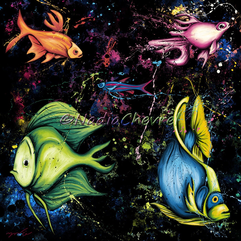 Colorful Fish Wall Art Tropical Fish Pop Art Painting Printed - Etsy