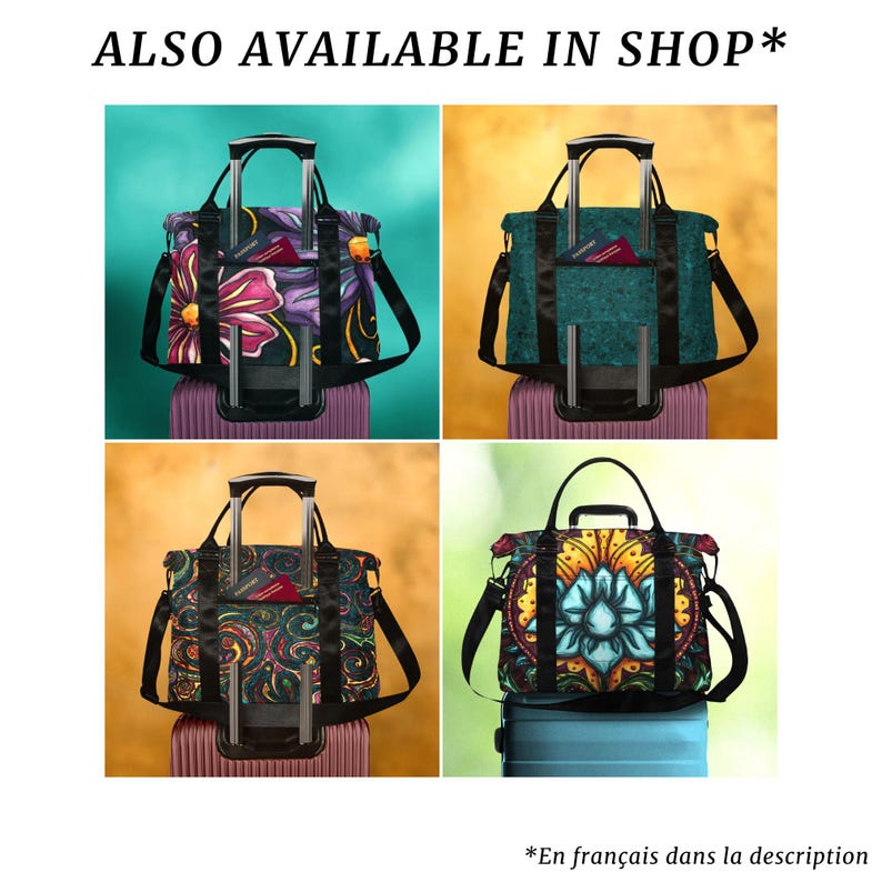 Dark Teal Trolley Sleeve Tote, Lightweight Weekender Bag With Luggage ...