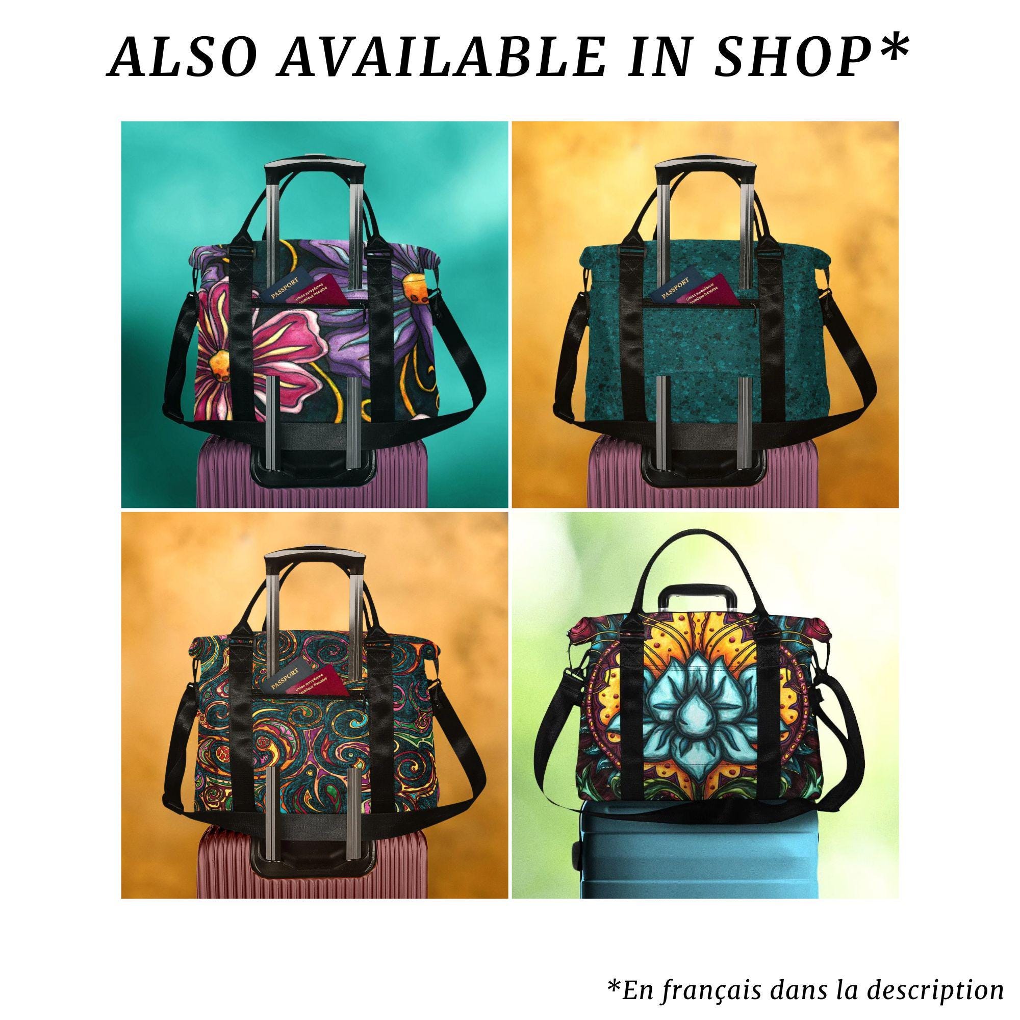 Dark Teal Trolley Sleeve Tote, Lightweight Weekender Bag With Luggage ...