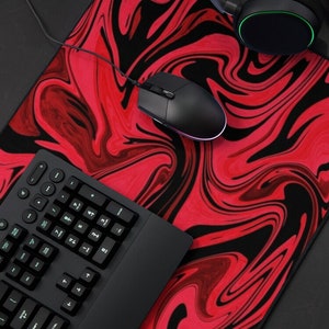 Red and Black Abstract XXL Mousepad Liquid Marble Mouse Pad - Etsy