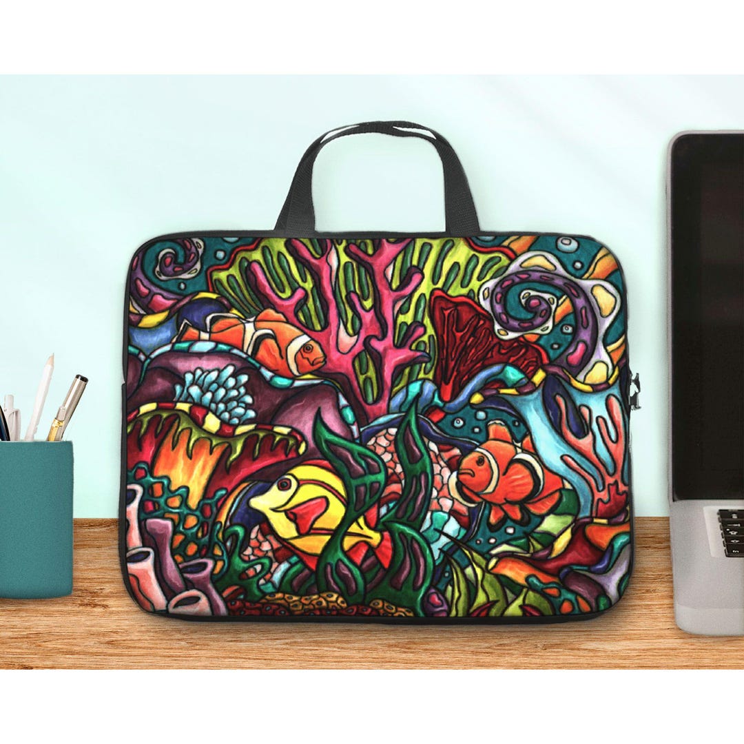 Tropical Fish Laptop Bag, Underwater Art Printed on Neoprene Computer ...