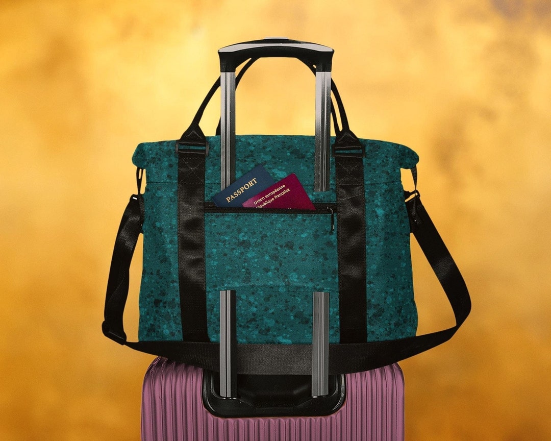 Dark Teal Trolley Sleeve Tote, Lightweight Weekender Bag With Luggage ...