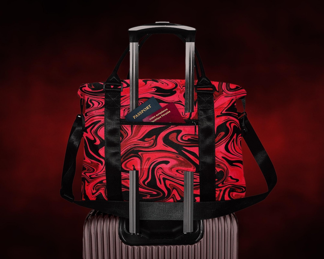 Red and Black Abstract Duffle Bag, Punk Rock Weekender Bag With Strap ...