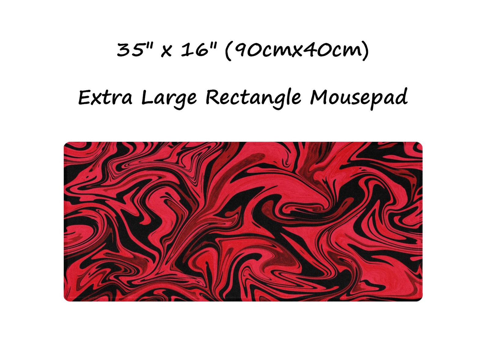 Red and Black Abstract XXL Mousepad, Liquid Marble Mouse Pad for Laptop ...