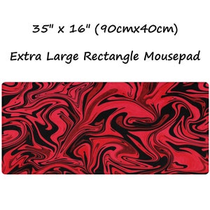 Red and Black Abstract XXL Mousepad, Liquid Marble Mouse Pad for Laptop ...
