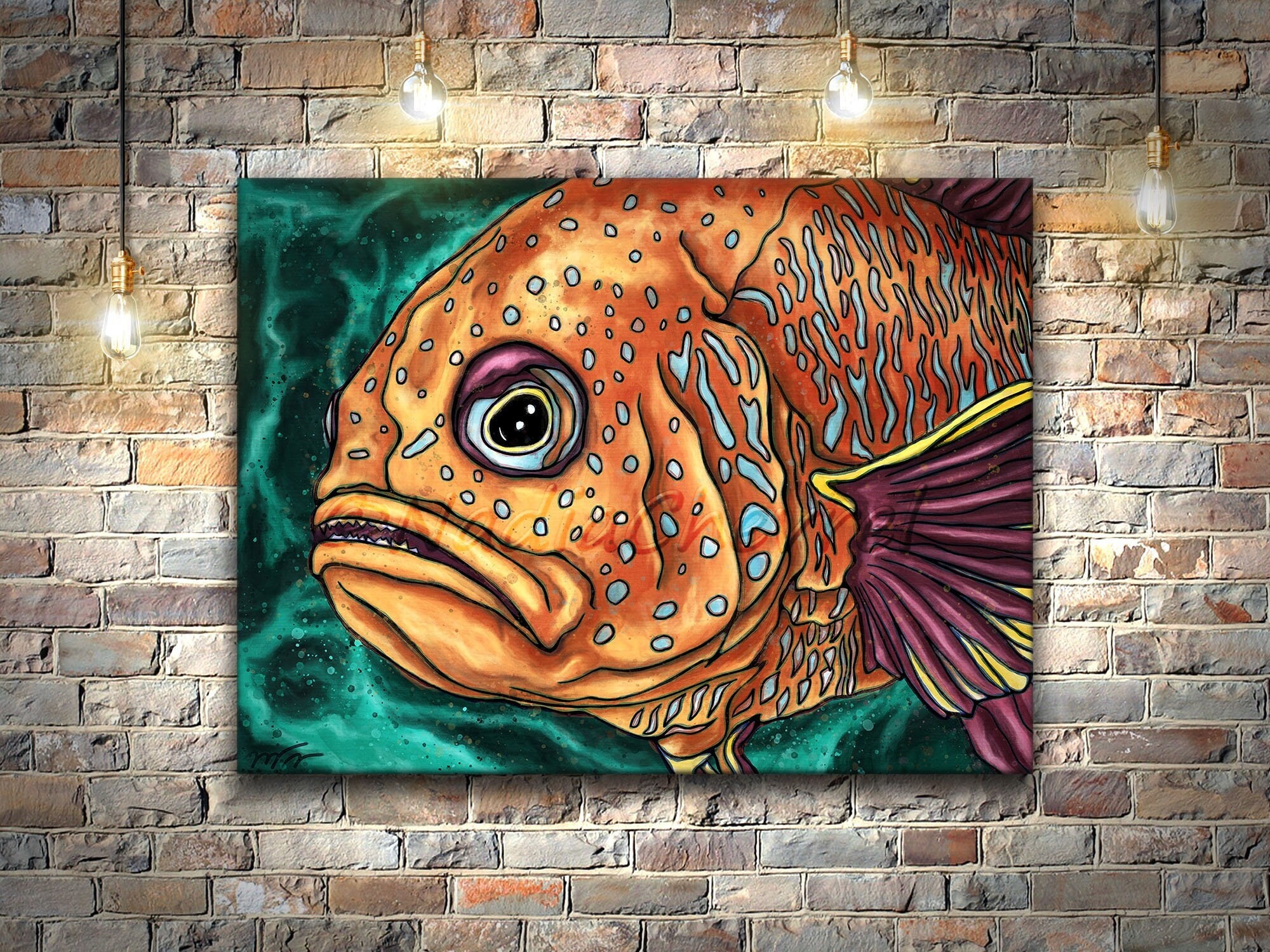 Grumpy Old Fish Wall Art Funny Pop Art Fish Painting Printed - Etsy