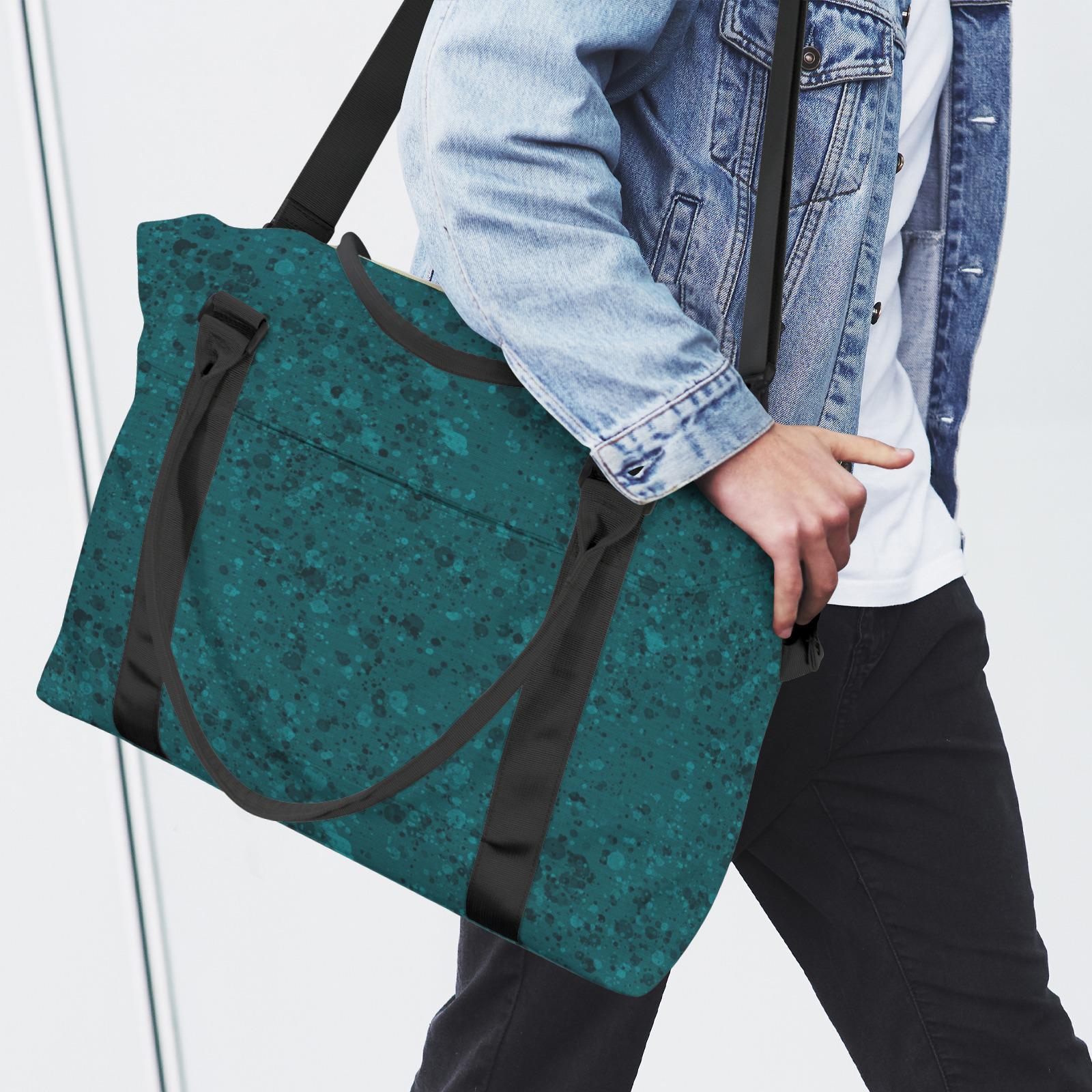Dark Teal Trolley Sleeve Tote, Lightweight Weekender Bag With Luggage ...