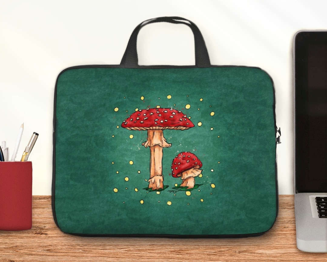 Amanita Mushroom Laptop Carrier With Handles and Strap, Red Cottagecore ...