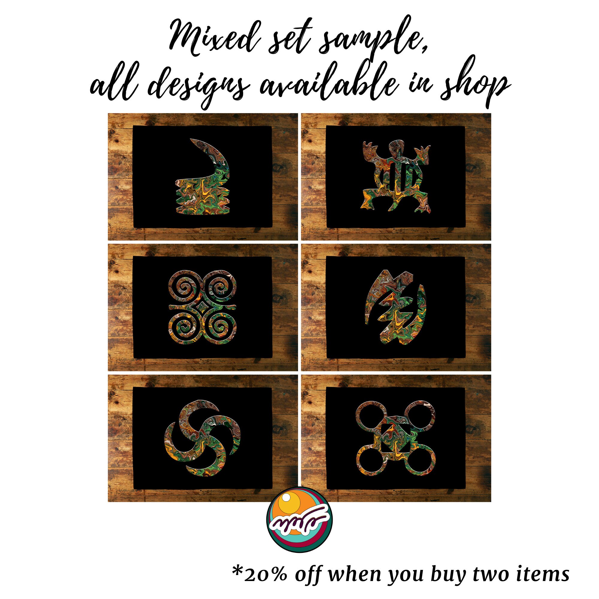 Adinkra Symbol Placemats Set Sunsum Human Spirit Symbol - Etsy