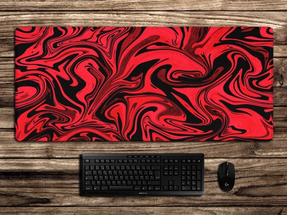 Red and Black Abstract XXL Mousepad Liquid Marble Mouse Pad - Etsy