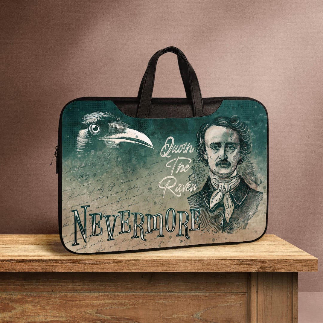 Edgar Allan Poe Laptop Sleeve With Strap, Faux-leather Tablet or Laptop ...