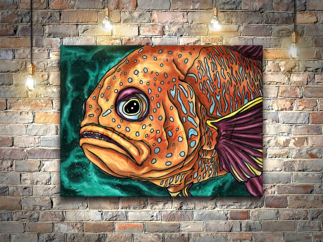 Grumpy Old Fish Wall Art Funny Pop Art Fish Painting Printed - Etsy