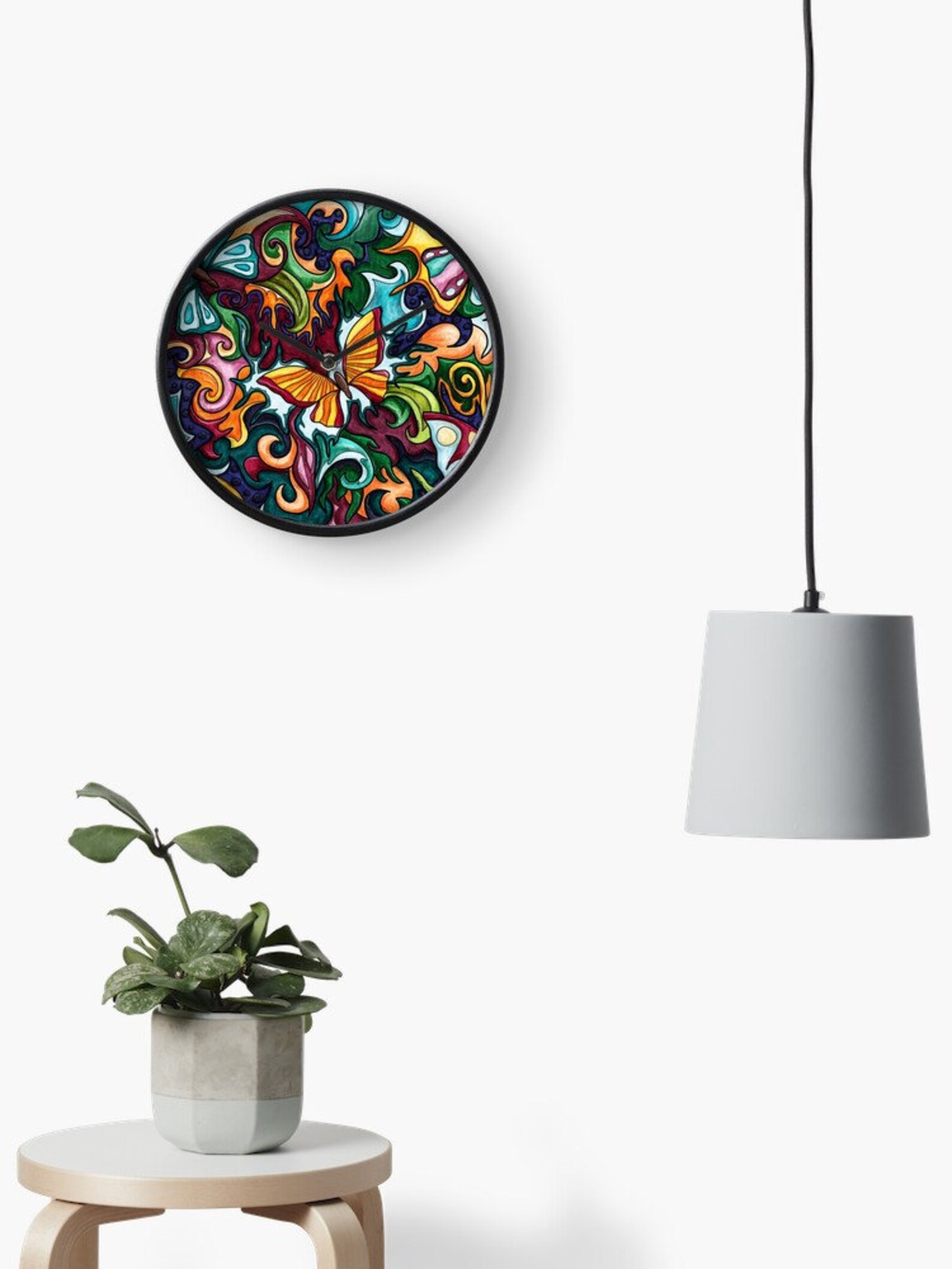 Butterflies Art Wall Clock Artsy Wall Clock for Butterfly - Etsy