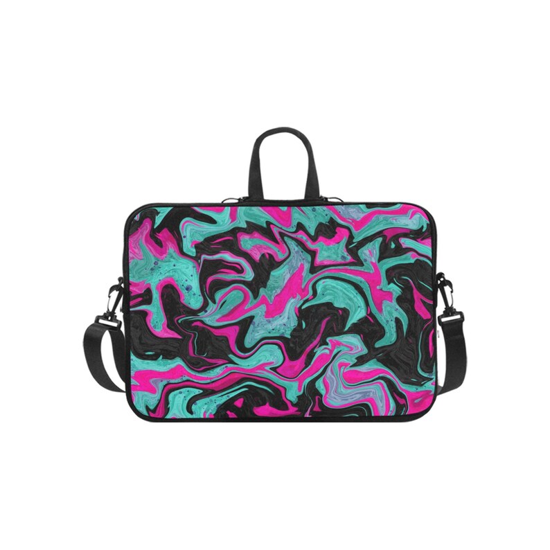 Techno Colors Computer Bag With Strap Melted Cyan and Magenta - Etsy