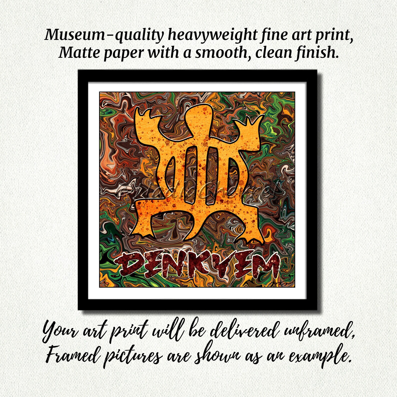 Denkyem Adinkra Wall Art, Ancient West Africa Turtle Symbol for ...