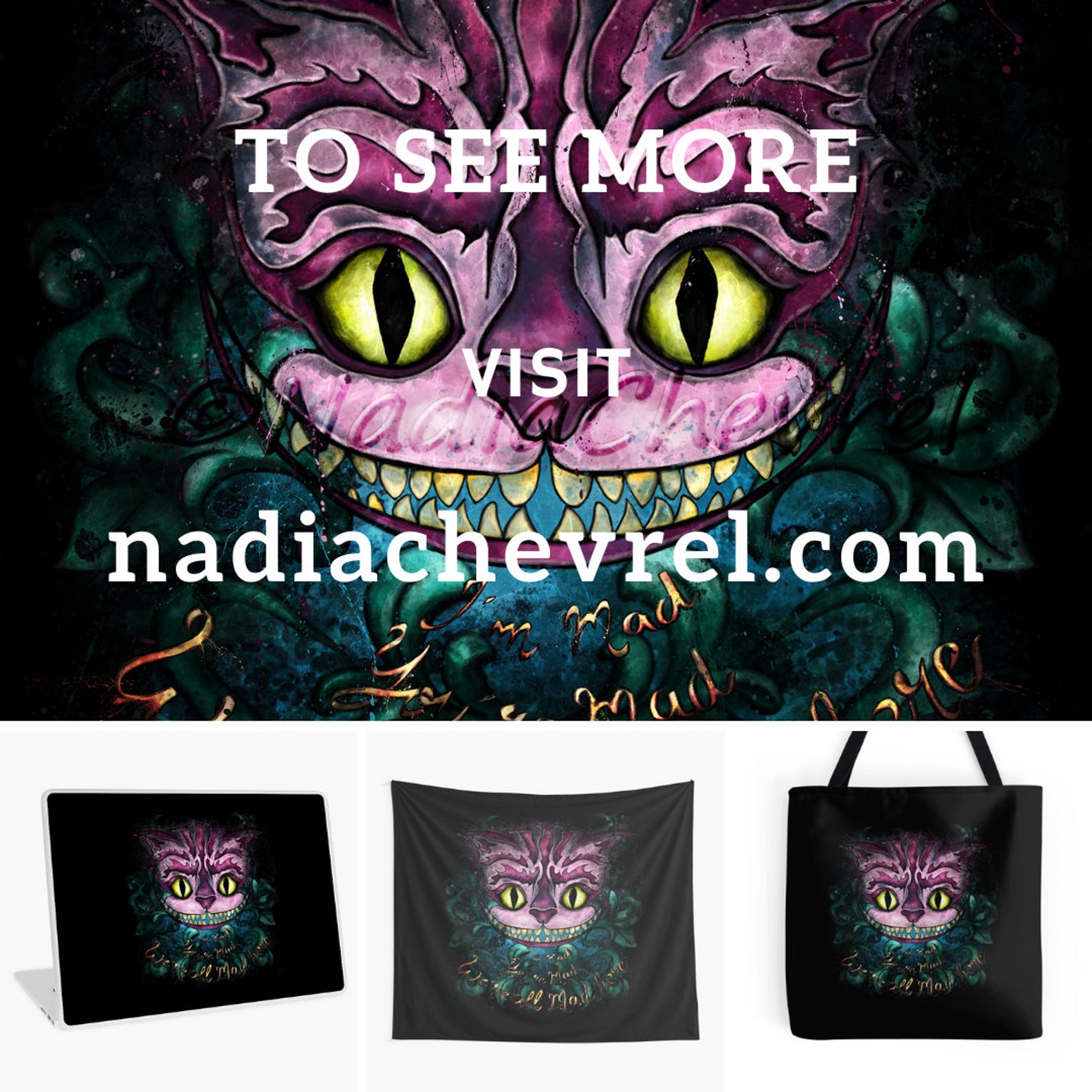 Large Cheshire Cat Computer Desk Mat Alice in Wonderland Art | Etsy