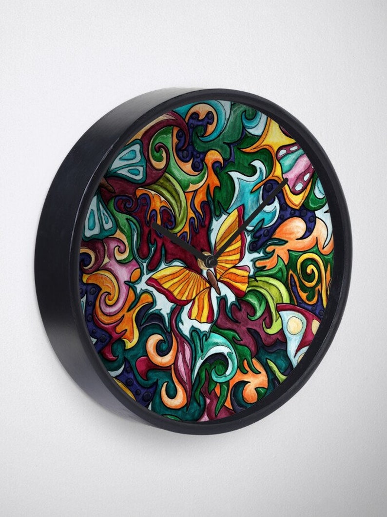 Butterflies Art Wall Clock Artsy Wall Clock for Butterfly - Etsy