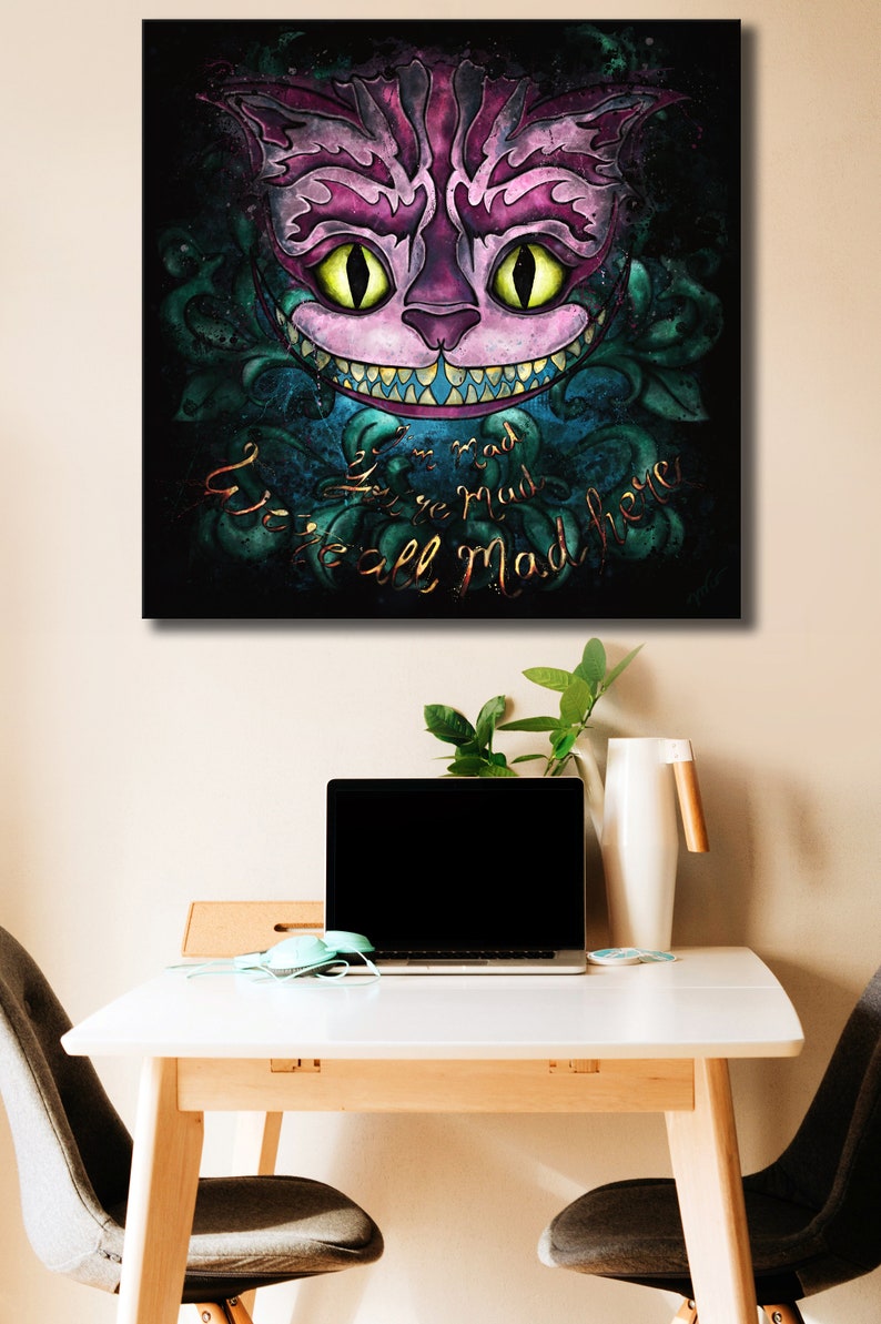 Large Cheshire Cat Computer Desk Mat Alice in Wonderland Art | Etsy