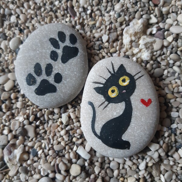 Painted Cat Stones - Etsy